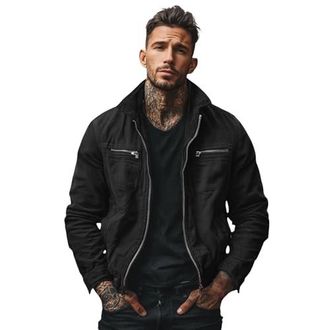 Generic Veste de loisirs en velours c&ocirc;tel&eacute; pour homme - Coupe ajust&eacute;e - Avec col montant et fermeture &eacute;clair - Style r&eacute;tro - Streetwear - Veste cargo - Couleu