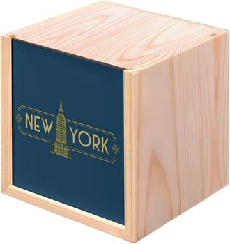Fabulous Holzkiste - New York USA, luxuriöser Vintage-Stil (10 x 10 x 10 cm)