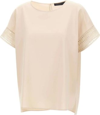 Elena Miro Femme, Blouses et Chemises, Beige, Taille: 44 FR Blouse &agrave; Encolure Ras du Cou