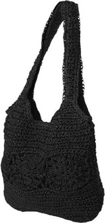 Hemoton Sac de Plage Femme Capacit&eacute; Importante Sac Fourre-tout Paille Ajour&eacute;e Tress&eacute;e D&eacute;contract&eacute; L&eacute;ger pour Voyages et Sorties