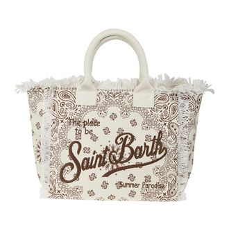 MC2 Saint Barth Femme, Sacs, Multicolore, Taille: ONE Size Sac bandouli&egrave;re en toile &agrave; franges avec logo