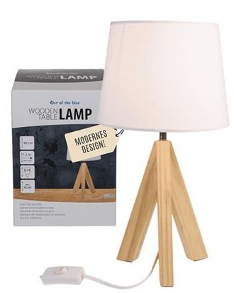 Out of the Blue Tischleuchte aus Holz - modernes offenes Lampengestell - H&ouml;he ca. 40 cm - warme Lichtatmosph&auml;re f&uuml;r Wohnzimmer, Schlafzimmer & Flur