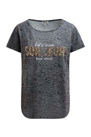 soccx Rundhalsshirt mit Ausbrenner-Effekten