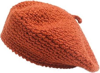 ZLYC B&eacute;rets Basques Tress&eacute;s en Laine Baggy pour Femme(Caramel Massif),Taille Unique