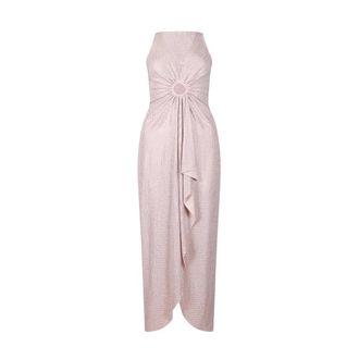 twentyfour Femme, Robes, Rose, Taille: 42 FR Abito scollo sul davanti Fibbia ovale Ruches