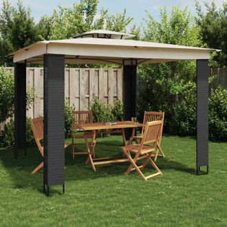 vidaXL Vidaxl - Tonnelle &agrave; double toit cr&egrave;me 2,94x2,94 m acier