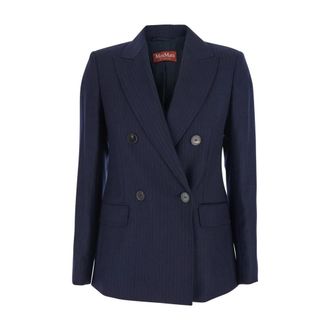 Max Mara Peak Lapel Jacket - - Jackets - Damen - Blau - L