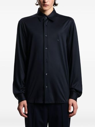 Emporio Armani Cotton-Blend Lyocell Shirt - Navy