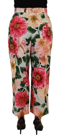 Dolce & Gabbana Womens Floral-Printed Cotton Trouser Multicolor Silk