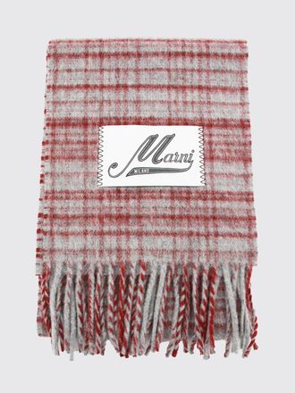 Marni &Eacute;charpe &agrave; carreaux en m&eacute;lange de laine et mohair avec logo appliqu&eacute;