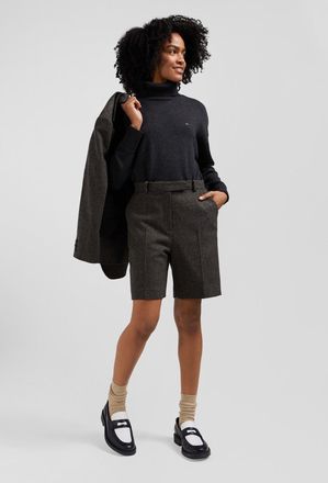 Eden Park Short En Laine M&eacute;lang&eacute;e Gris Coupe Regular