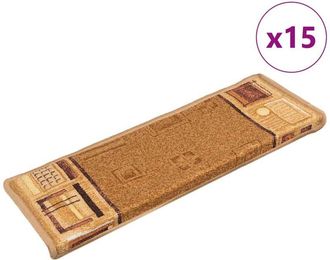 vidaXL Treppenmatten Selbstklebend 15 Stk. 65x21x4 cm Beige - Vidaxl