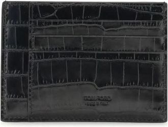 Tom Ford Homme, Accessoires, Noir, Taille: ONE Size Porte-cartes en cuir de crocodile