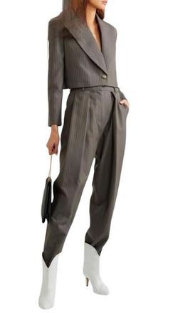 Magda Butrym Cropped Chelsea Blazer and Shaldon Trousers Suit Size S