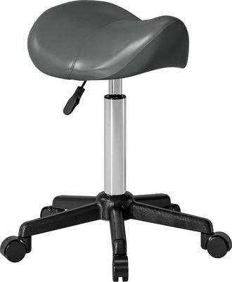 HOMCOM Rollhocker Rollhocker Massagehocker mit Höhenverstellbar 45-57cm und ergonomischer Sattel, 360° Drehbarer Rollstuhl für Massagesalon, Tattoo, Klinik, 