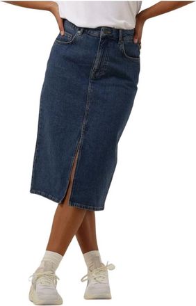 Object Denim Midi Rock Casual Chic Look - - Skirts - Damen - Blau - XS