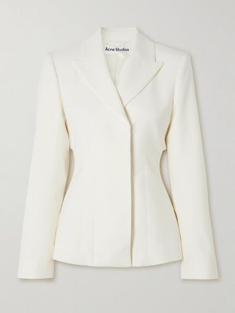 Acne Studios Blazer Aus Twill Aus Einer Wollmischung Mit Besätzen Aus Satin - Weiß