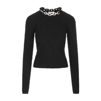 Paco Rabanne Schwarzer Woll-Kaschmir-Pullover - - Knitwear - Damen - Schwarzk - S