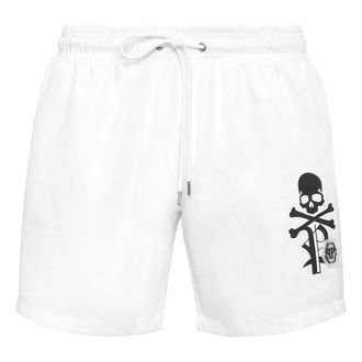 Philipp Plein Homme, Maillots de bain, Blanc, Taille: 2XL Short Swim Boxer Skull&Bones