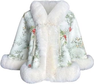 Generic Poncho Femme Hiver Chaud Chale Femme Hiver Chaud Cape Femme Effet enveloppant Cape &Eacute;l&eacute;gante Style Qipao Doubl&eacute;e &Eacute;paisse Polyvalente Automne-Hiver