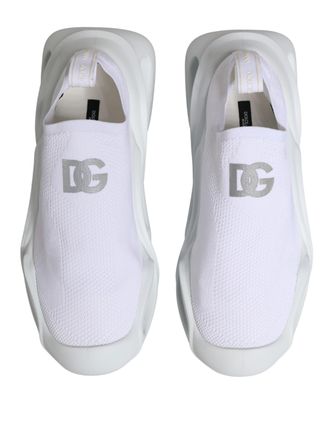 Dolce & Gabbana Womens White Slip On Wave Low Top Sneakers Shoes Polyester Viscose