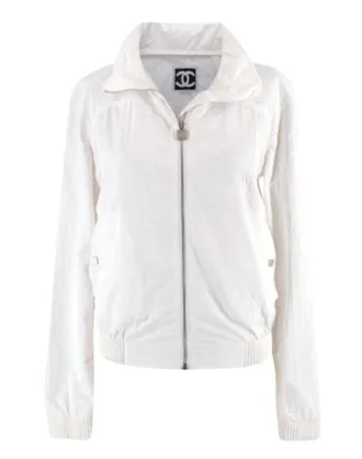 Chanel White Zip Up Jacket Size XS