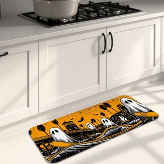 Generic Ghost Küchenmatten für Boden, gruselige Halloween-Kunst, weiche Matten, gepolstert, bequem, waschbar, rutschfest, Dekor-Teppiche für Küchenspüle, Wasc