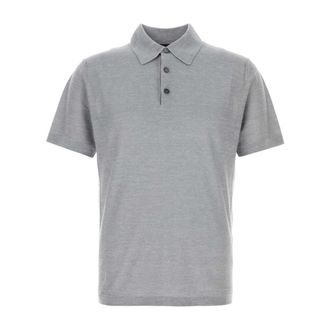 Brioni Melange Kaschmir-Mischung Polo - - Tops - Herren - Grau - M