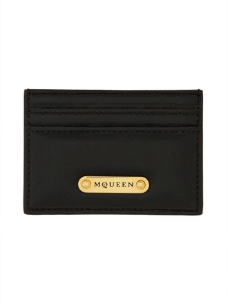 Alexander McQueen Lambskin Leather Card Case - Black