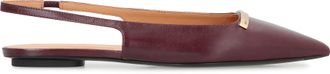Tod's Womens Burgundy Pointy-Toe Slingback Ballet Flats Calf Ballerina Shoes