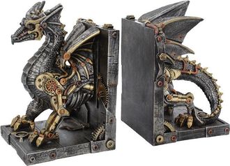 Nemesis Now Dracus Machina Buchstützen, 27 cm, Bronze