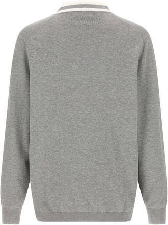 Brunello Cucinelli Heraldic Logo Cotton Cardigan - grey