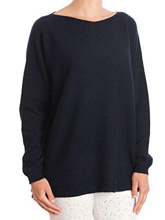 DALLE PIANE CASHMERE Maxi Pull 100% Cachemire, Made in Italy - Femme, Couleur: Bleu, Taille Unique