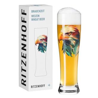Ritzenhoff 3481014 Weizenbierglas 500 ml Serie Brauchzeit - Tier Motiv Adler, Digitaldruck mehrfarbig - Made in Germany