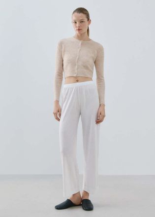 Mango Cardigan court en laine beige - Femme - S - MANGO