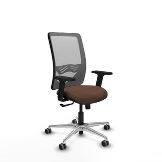 Piqueras y Crespo Zulema verstellbarer Lendenstuhl mit 2D-Armlehnen. Ausgestattet mit 3 Positionen und Schneidschaum. Mit Rollen von 65 mm Parkett. Grau/Dunkelbraun