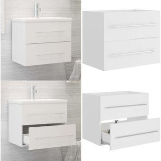 vidaXL Vidaxl - Armoire d&eacute;vier Blanc 60x38,5x48 cm Bois ding&eacute;nierie - Meuble Salle De Bain - Armoire Lavabo - Meuble Vasque - Rangement Salle De Bain
