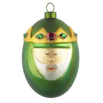 Alessi AMJ13 9 Melchiorre Heilig K&ouml;nig Melchior Weihnachtskugel, Handdekoriertes Geblasenes Glas, Gr&uuml;n, 8,50 x 8,50 x 12,0 cm