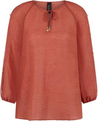 Marc Cain Femme, Blouses et Chemises, Rouge, Taille: 40 FR Blouse en m&eacute;lange lin et soie