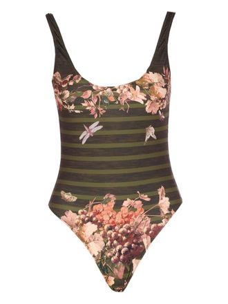 Jean Paul Gaultier maillot de bain &agrave; fleurs - Vert