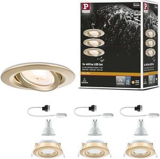 Paulmann 92408 LED Einbauleuchte Nova Plus IP65 rund 93mm 30° GU10 3x6W 3x460lm 230V dimmbar 2700K Gold matt