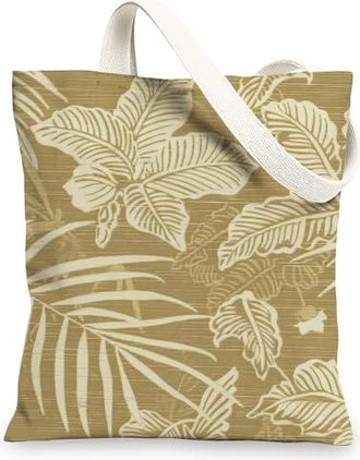 Generic Sacs fourre-tout en toile tropicale, sacs à provisions réutilisables, respectueux de lenvironnement, légers, lavables avec bandoulière Ca, marron, 13x