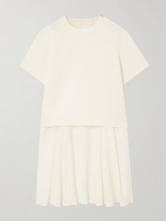 sacai Haut En Toile Et En Mousseline &Agrave; Superposition - Blanc