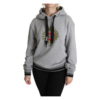Dolce & Gabbana Luxuri&ouml;ser Kapuzenpullover aus Grauer Baumwolle - - Sweatshirts & Hoodies - Damen - Grau - XS