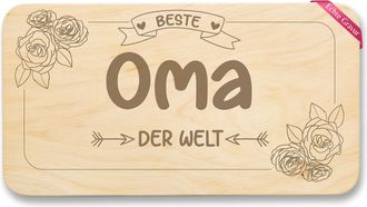 Shirtracer Frühstücksbrettchen Holz Natur - Frühstücksbrett - Beste Oma der Welt I Geschenk Omi Geschenkidee Weihnachten I Geburtstag - 22x12 - Holz - muttertags