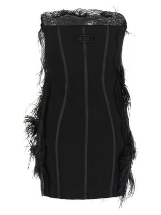 The Attico Feather and Lace-Trimmed Tunic - Black