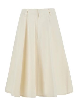 Brunello Cucinelli Flared Cotton Blend Skirt - White