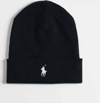 Polo Ralph Lauren bonnet en maille en laine m&eacute;rinos avec logo icon noir