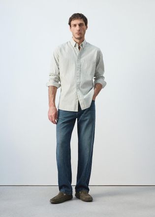 Mango Chemise regular-fit 100 % coton rayures vert pastel - Homme - XXL - MANGO MAN