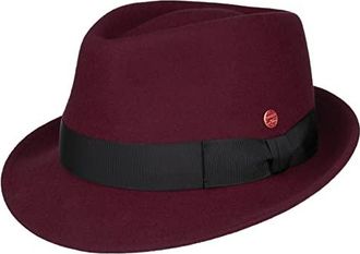 Mayser Chapeau Trilby Classique Chapeau de Feutre Chapeau pour Homme (59 cm - Bordeaux)